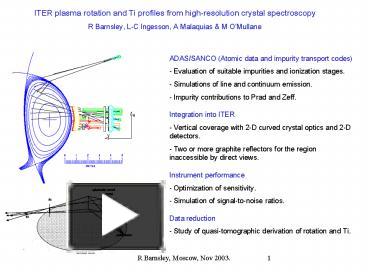 ADAS/SANCO (Atomic data and impurity transport codes) presentation | free to download