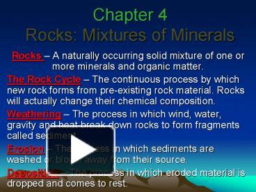 PPT – Chapter 4 Rocks: Mixtures of Minerals PowerPoint presentation ...