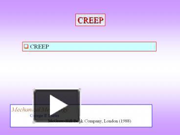 CREEP presentation | free to view