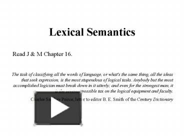 PPT – Lexical Semantics PowerPoint presentation | free to download - id: 4f248-ZDc1Z