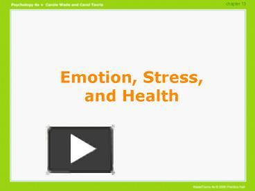 PPT – Emotion, Stress, and Health PowerPoint presentation | free to ...