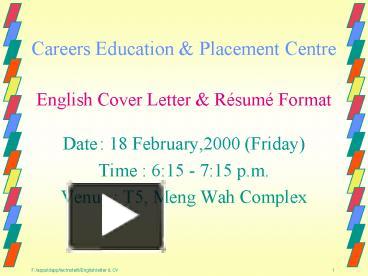Careers Education presentation | free to view
