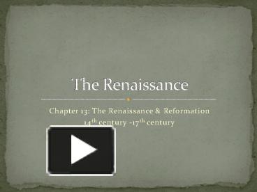 PPT – Chapter 13: The Renaissance PowerPoint presentation | free to ...