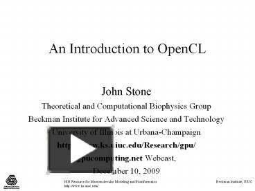 An Introduction to OpenCL presentation | free to download
