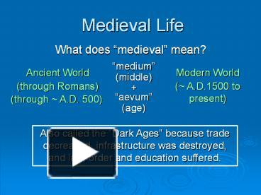 Medieval Life presentation | free to download