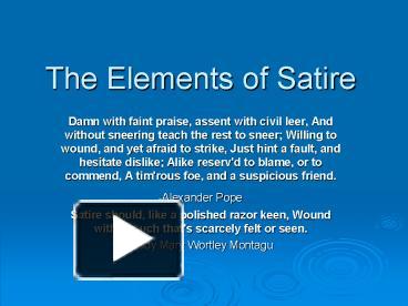 The Elements of Satire presentation | free to view