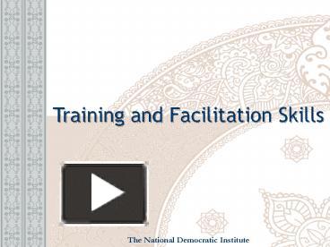 Training and Facilitation Skills presentation | free to view
