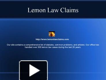 Lemon Law presentation | free to download