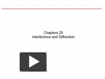 PPT – Chapters 29 Interference and Diffraction PowerPoint presentation ...