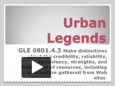 Urban Legends presentation | free to download