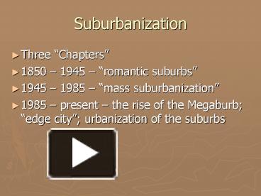 Suburbanization presentation | free to view