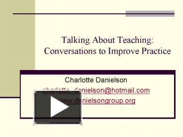 PPT – Talking About Teaching: Conversations to Improve Practice ...