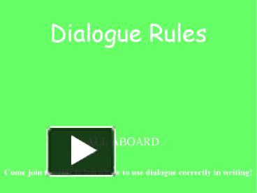 Dialogue Rules presentation | free to download