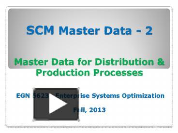 SCM Master Data - 2 Master Data for Distribution presentation | free to download
