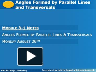 Angles Formed by Parallel Lines and Transversals presentation | free to ...