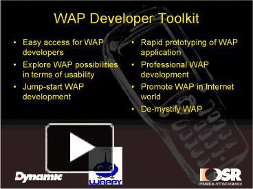 WAP Developer Toolkit presentation | free to view