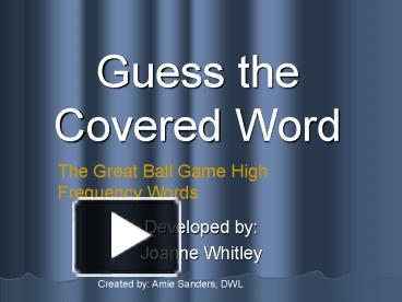 Guess the Covered Word presentation | free to view