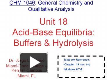 Unit 18 Acid-Base Equilibria: Buffers presentation | free to download