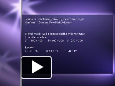 PPT – Lesson 14 Subtracting Two-Digit and Three-Digit PowerPoint ...
