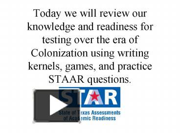 Today we will review our knowledge and readiness for testing over the ...