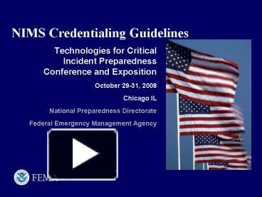 NIMS Credentialing Guidelines presentation | free to view