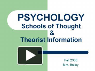 PSYCHOLOGY Schools of Thought presentation | free to view