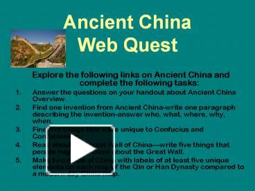 PPT – Ancient China Web Quest PowerPoint presentation | free to view ...