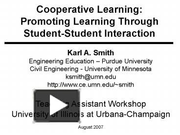PPT – Cooperative Learning: Promoting Learning Through Student-Student ...