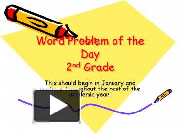 Word Problem of the Day 2nd Grade presentation | free to download