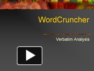 WordCruncher presentation | free to view