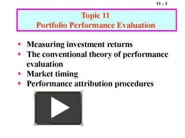 Portfolio Performance Evaluation presentation | free to view