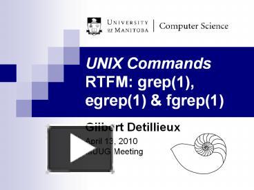 UNIX Commands RTFM: grep(1), egrep(1) presentation | free to download