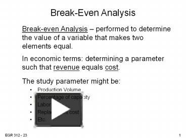 Break-Even Analysis presentation | free to download