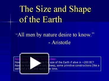 PPT – The Size and Shape of the Earth PowerPoint presentation | free to ...
