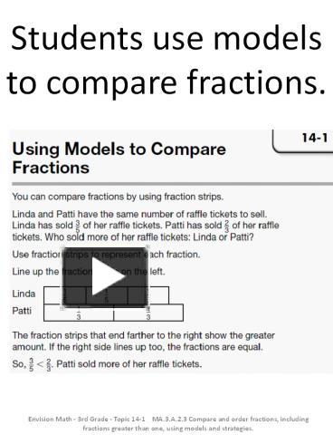PPT – Students use models to compare fractions. PowerPoint presentation ...