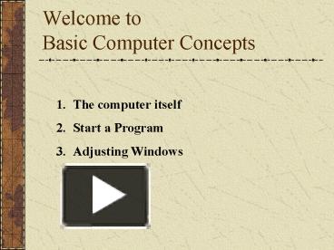 PPT – Welcome to Basic Computer Concepts PowerPoint presentation | free to view - id: 5697cc-MDkzY