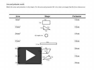 Area and perimeter match presentation | free to download