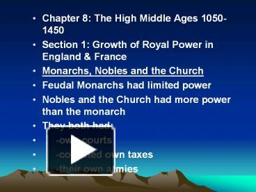 PPT – Chapter 8: The High Middle Ages 1050-1450 PowerPoint presentation ...