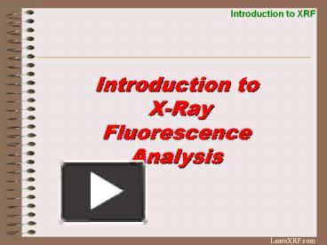 XRF Training presentation | free to download