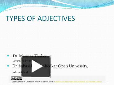 TYPES OF ADJECTIVES presentation | free to download