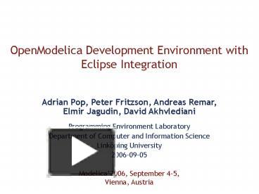 OpenModelica Development Environment with Eclipse Integration presentation | free to download