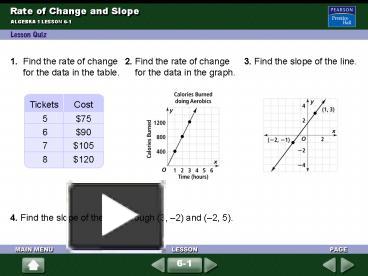 Rate of Change and Slope presentation | free to view