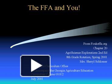 PPT – The FFA and You PowerPoint presentation | free to view - id ...