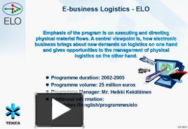 Ebusiness Logistics ELO presentation | free to view