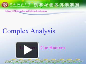 Complex Analysis presentation | free to view