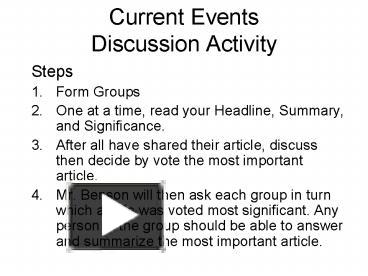 PPT – Current Events Discussion Activity PowerPoint presentation | free ...