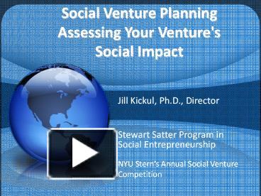 PPT – Social Venture Planning Assessing Your Venture's Social Impact ...