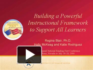 PPT – Building a Powerful Instructional Framework to Support All Learners PowerPoint ...