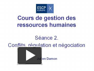 Cours de gestion des ressources humaines S presentation | free to download