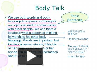 PPT – Body Talk PowerPoint presentation | free to view - id: 583cb4-MmViM